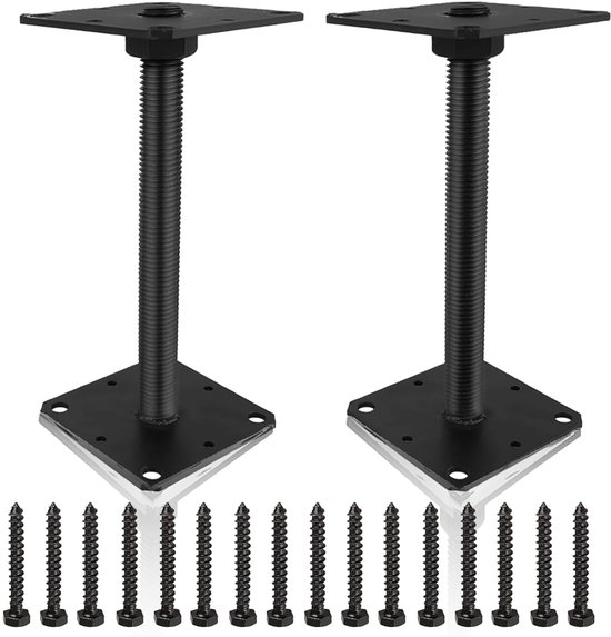 Post Support Pack of 2 - Height Adjustable 110 mm x 110 mm x 250 mm ...
