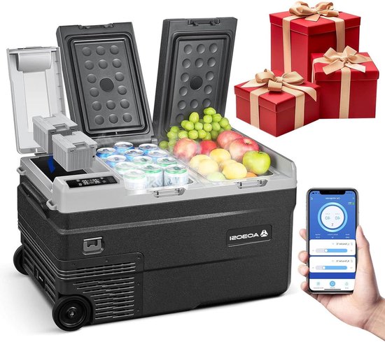 Compressor Cool Box 34 Litres - 2-in-1 Double Zone up to -20°C Portable ...