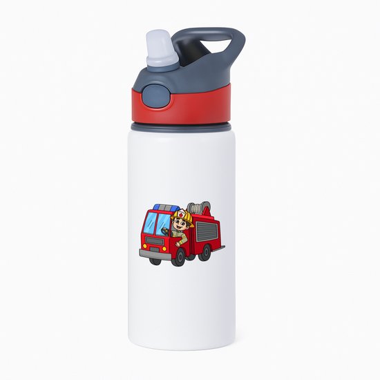 Hacebo® - Brandweerwagen waterfles met rietje rood - Brandweer ...