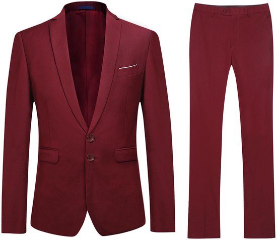 Allthemen Heren 2-Piece Slim Fit Pak - Tweeknoops zakelijk Pak - L | bol