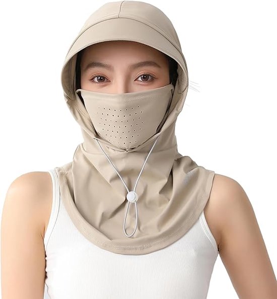 Dames bivakmuts met capuchon, volledige UV-bescherming, brede rand en veelzijdig... | bol