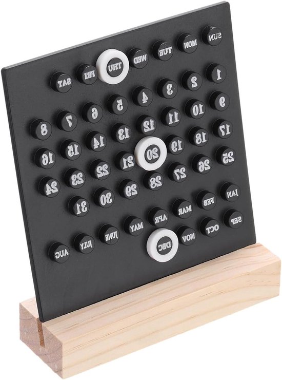 Allecto Plus - Houten eeuwigdurende kalender met acryl standaard ...