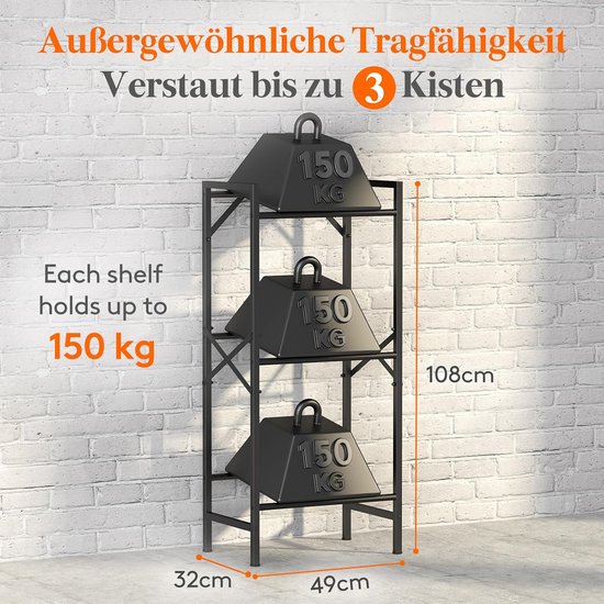 Lifewit Drankenrek voor 3 Kratten - Zwart Metalen Rek | bol