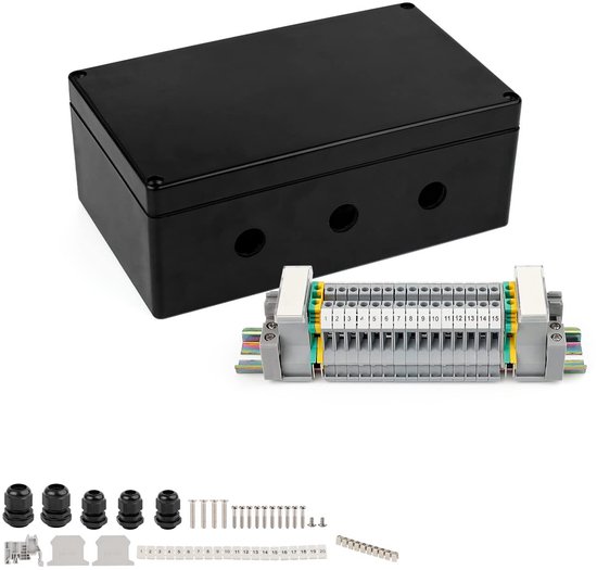 Waterproof Junction Box, Black, IP66, 200 x 120 x 75 mm, Surface ...