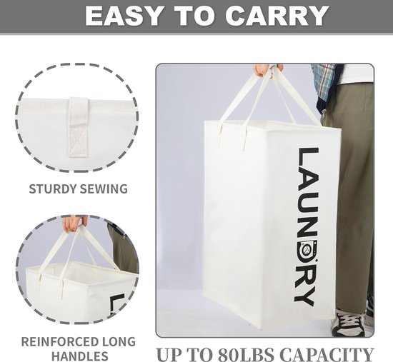 Grote wasmanden - opvouwbaar - set van 2 - waterdicht - 75 liter | bol