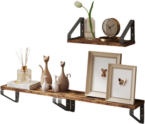 3 set wandplank - zwevende plank - houten planken - ruimtebesparend ontwerp - maten:... | bol