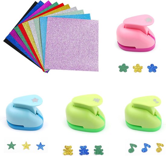 Papieren pons set - 4 stuks - kleine motieven | bol