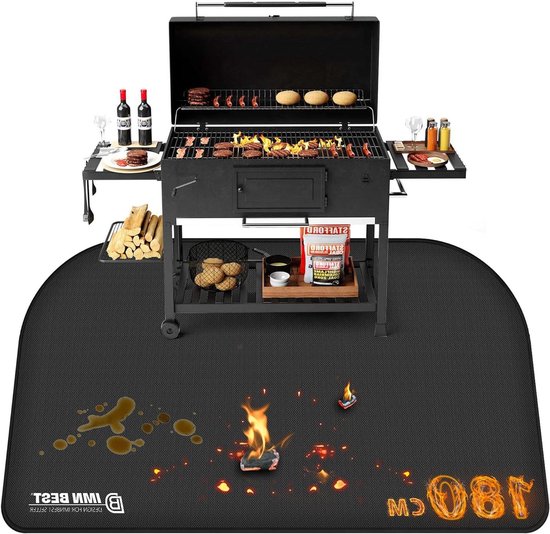 Vuurvaste onderlegger 180 x 100 cm opvouwbare grillmat vloerbescherming ...