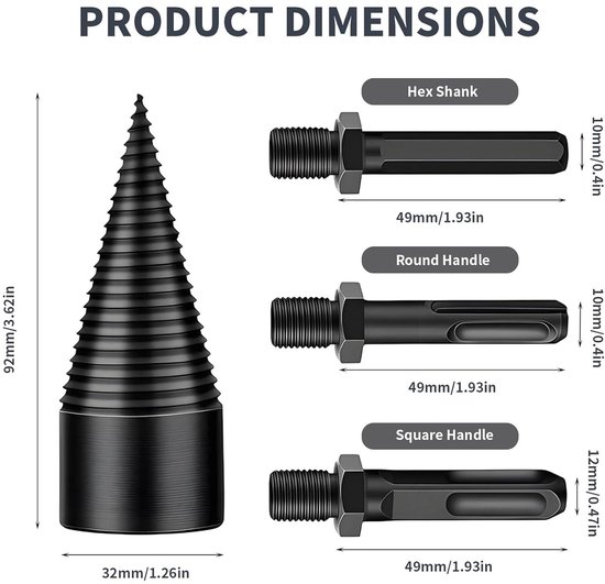 Allecto Plus - Houtkliever Boorbit 32 mm met 3 Stuks Boorhefbomen ...