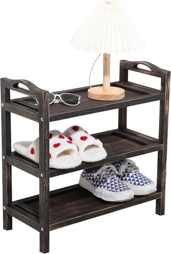 3 Tier Stackable Wooden Shoe Rack Shelf Organizer - Multi-Tier Free ...