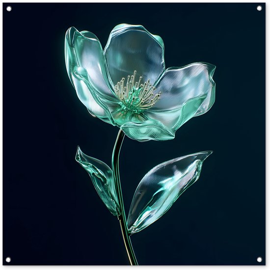 Tuinposter 100x100 cm - Tuindecoratie Bladeren - Bloem - Glazen ...