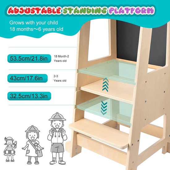 Observation Tower Learning Tower for Children - 3 Adjustable Heights ...