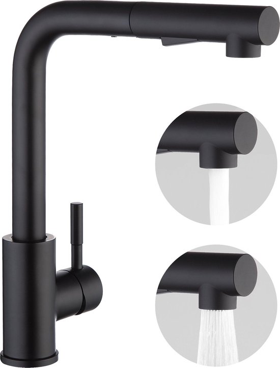 CECIPA Max Keukenkraan Met Uittrekbare Uitloop Zwart - 360° draaibare keukenkraan -... | bol