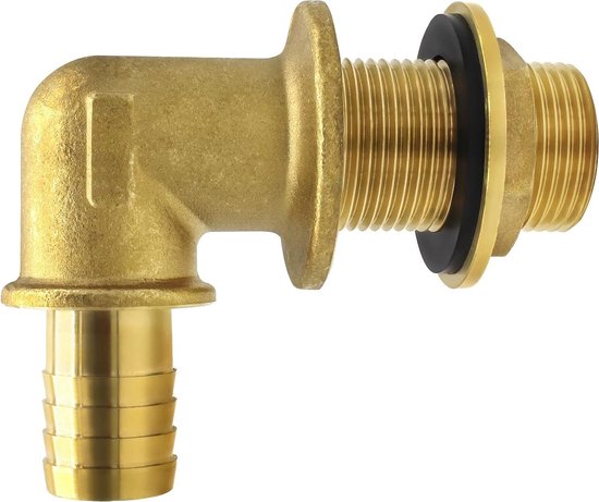 Tank grommet for rain barrel/cisterns - 3-piece 1" brass 90° - 11688 | bol
