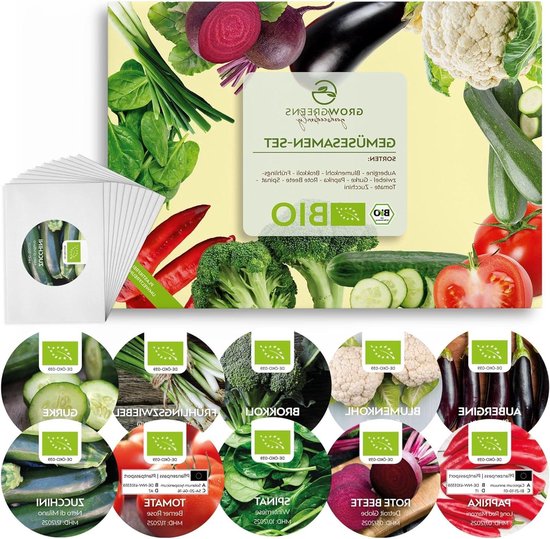 Groenten zaden Set biologisch met 10 Groentevariëteiten - Groentezaden ...