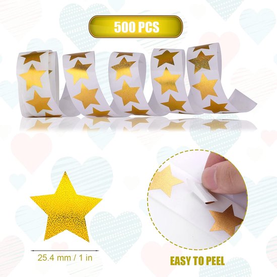 500st 25mm Gouden Sterstickers - Beloning op School - Klaslokaal ...