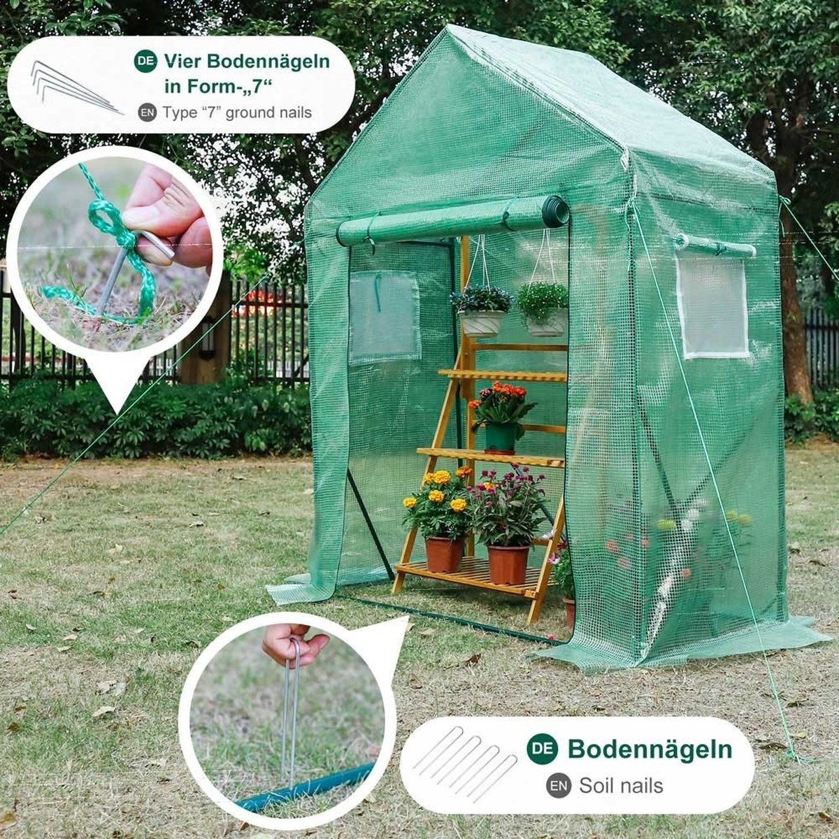 Yorbay Broeikas Kweekbak - Kweekkast Tuin - 150 x 70 x 190 cm - Groen ...