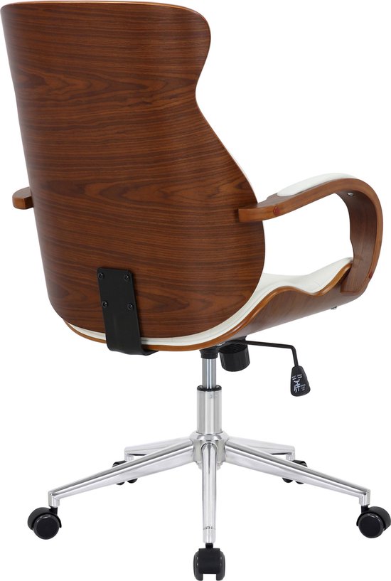 Luxe Bureaustoel Rosalinda - Wit kunstleer - Met Rugleuning en ...