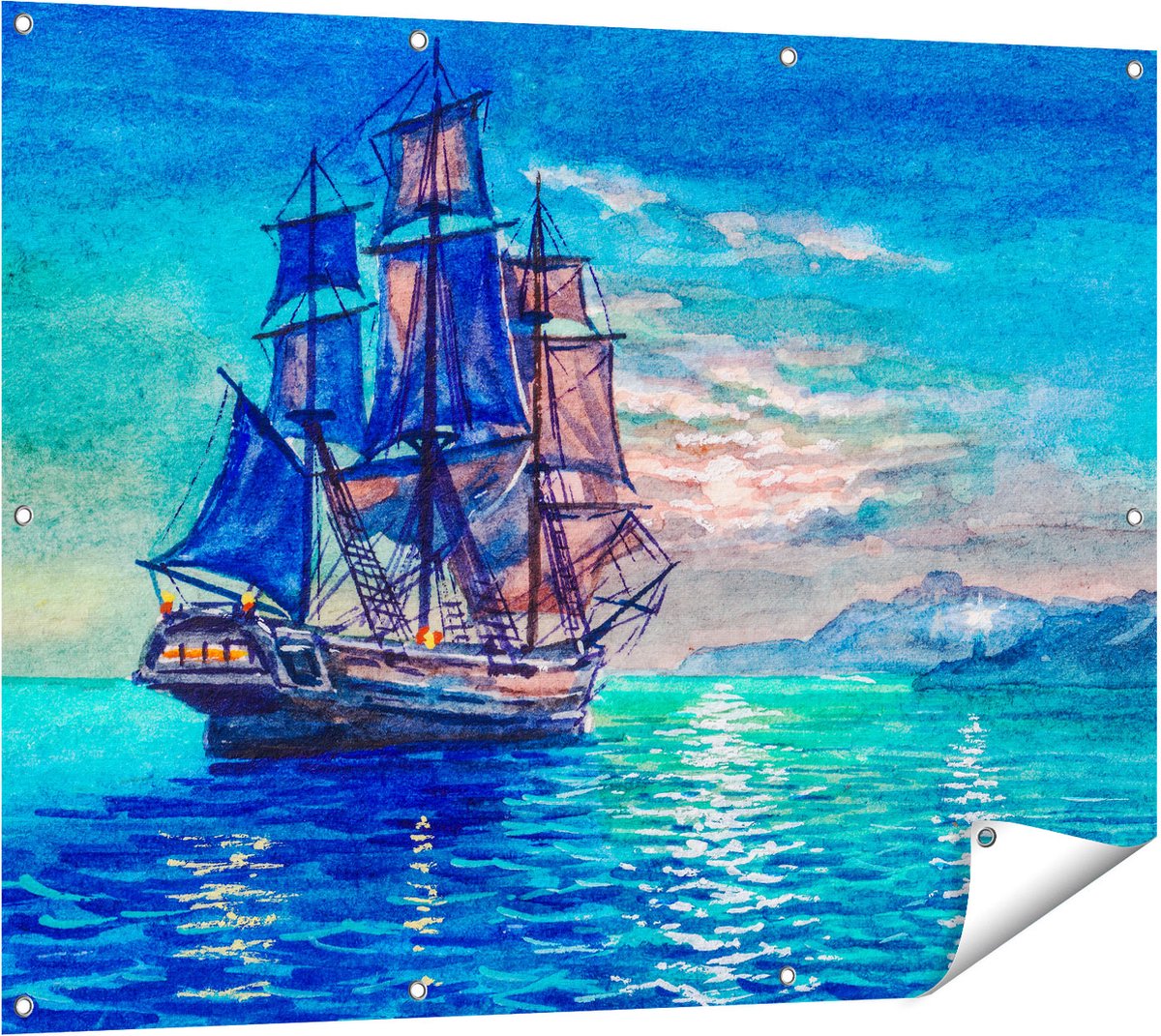 Gards Tuinposter Oude Piratenschip Zeilboot Getekend - 120x90 cm ...