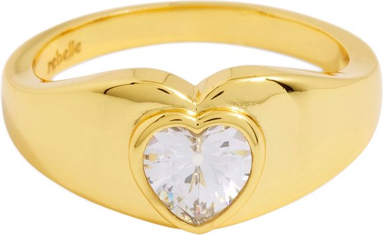 Rebelle Amsterdam - Y2K Ring - Gouden Dames Ring Met Hart - Brass ...