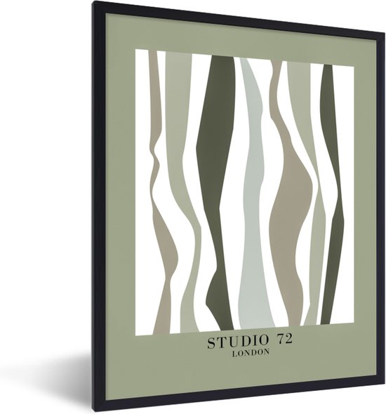 Fotolijst incl. Poster - Studio 72 - Lijnen - Groen - Tinten - 60x80 cm - Posterlijst | bol