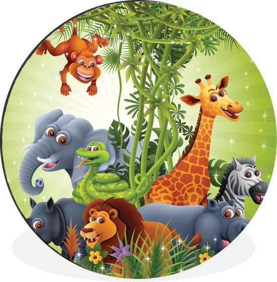 WallCircle - Wandcirkel - Muurcirkel - Jungle dieren - Planten - Kinderen - Olifant -... | bol