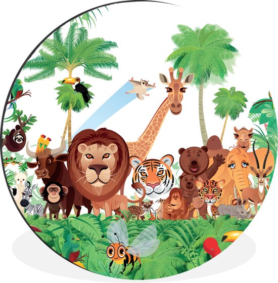 WallCircle - Wandcirkel - Muurcirkel - Wilde dieren - Jungle - Leeuw - Tijger -... | bol