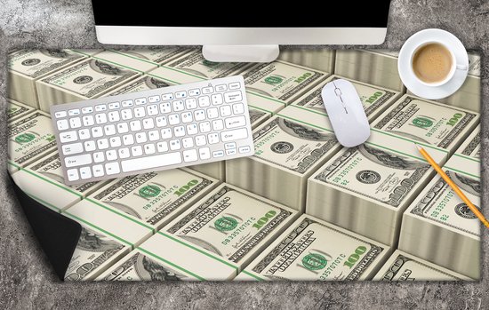 Bureau onderlegger - Perfecte Rij Geld op Stapels - 80x40 cm - 2 mm Dik ...