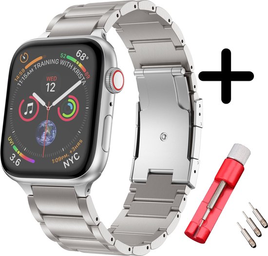Strap-it Luxe Apple Watch bandje - Staal Titanium RVS stainless steel ...