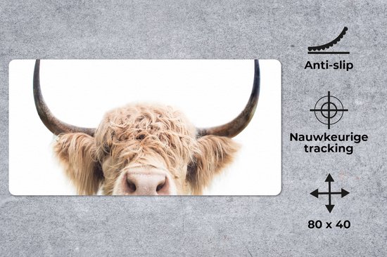 Bureau onderlegger 80x40 cm - Muismat Koe - Hoorns - Dieren - Natuur ...