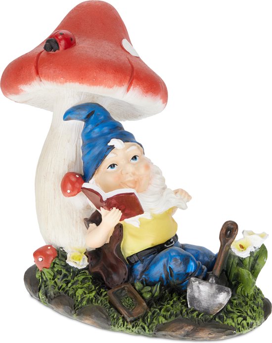 Relaxdays tuinkabouter met paddenstoel - 25 cm - tuinbeeld kabouter ...