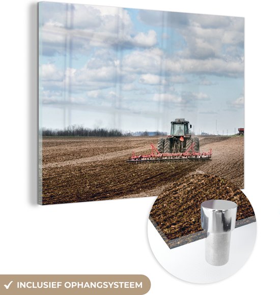 MuchoWow® Glasschilderij 120x90 cm - Schilderij acrylglas - De boer met ...