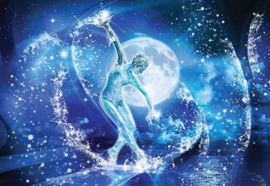 Fotobehang Moonlight Moon Stars Ballet Dancer Woman | XL - 208cm x ...