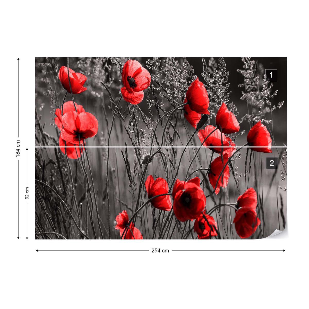 Fotobehang - Vlies Behang - Rode Klaprozen in het Veld - 254 x 184 cm ...