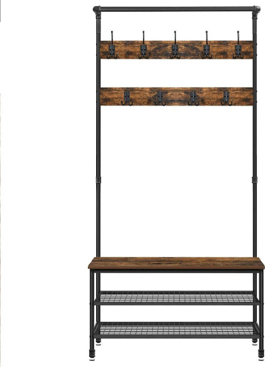 Kapstok - Garderobe - Kapstok met bankje - Robuust - Met pijpelementen ...
