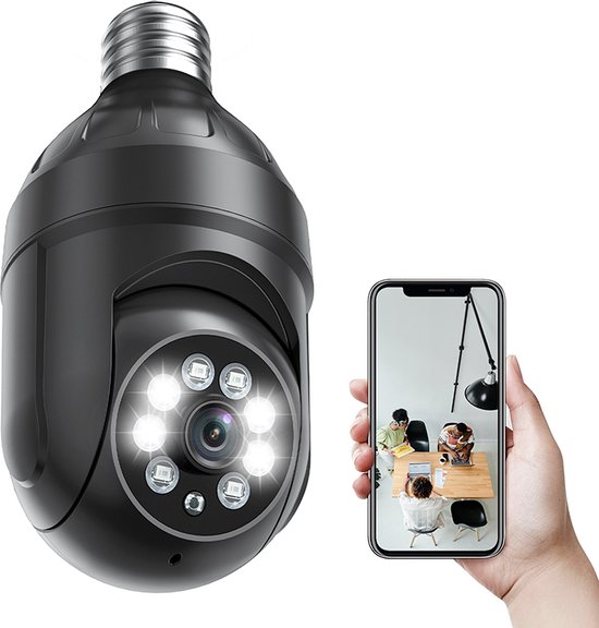 WINNES Beveiligingscamera - IP Camera - E27 Plug- Spy Camera - 2-Weg Audio - Beweeg en... | bol
