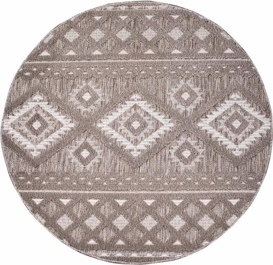 Flycarpets Caprenia Bruin Buitenkleed Rond - Vloerkleed Buiten ...