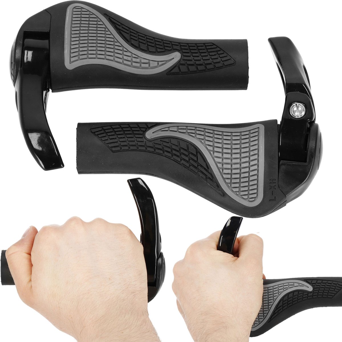 Springos Handvatten Fiets - Handvatten - 14 cm - Zwart/Grijs | bol.com