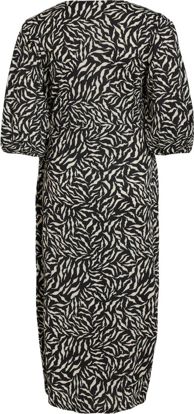 Vila Jurk Visteffi Zafia 3/4 Midi Wrap Dress/su 14086515 Black/zafia ...