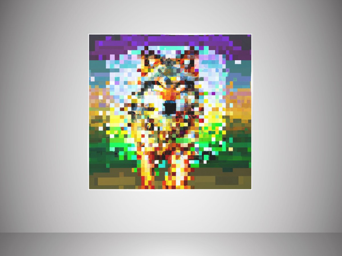 One Wolf Pixel art kunst - 80x80 centimeter op Plexiglas | Foto op ...