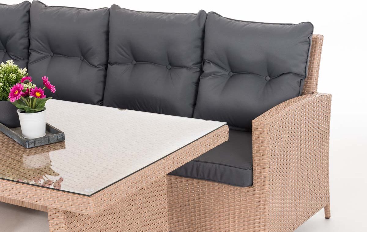 Tuinset Berno - 6 persoons - Glazen tafel - Rotan wicker - Tuinmeubelen ...