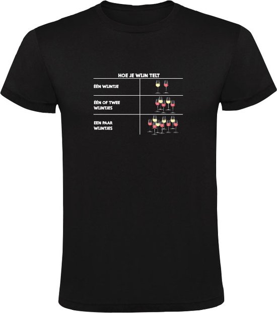 Hoe je wijn telt Heren t-shirt| borrelen | wijn drinken | tellen ...