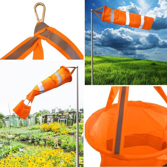 Windsock wind flag weatherproof with carabiner attachment orange ...
