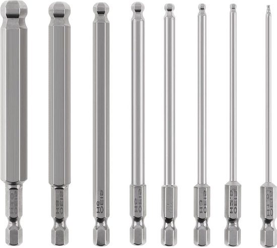 8Pcs Metric Allen Hex Bit Set - 100mm Long Non-Magnetic Ball End Hex ...