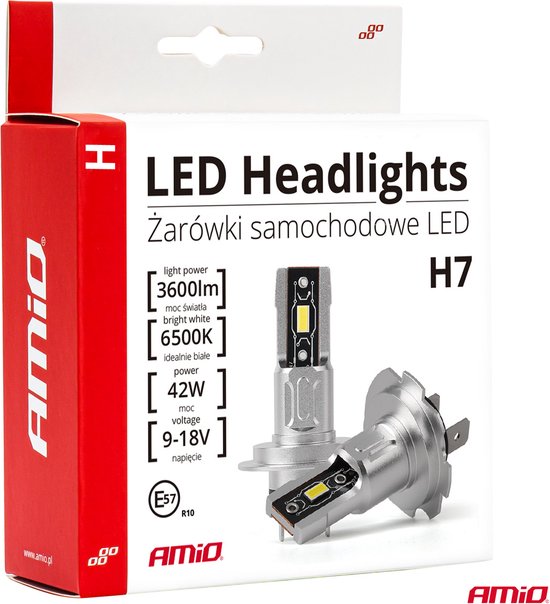 AMiO Dimlicht LED H7 Mini 6500k Wit (set) [Witte koplampen - Witte ...