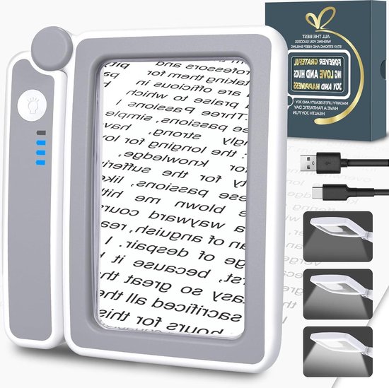 Oplaadbaar Vergrootglas met Licht voor Leesvergrootglas - Vergrootglas ...