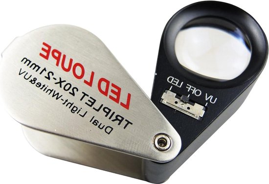 Vergrootglas met LED en UV Licht - 20x Vergroting - Juwelier Loupe voor ...