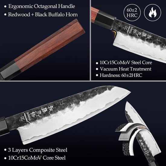 Santoku Mes - Universeel - Ultra Scherp - Japanse Stijl - Gyuto Mes ...