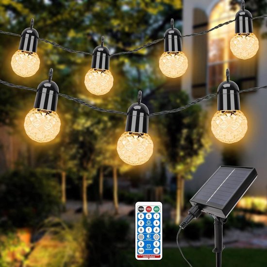 Lichtsnoer buiten - Solar String Lights 15.5M/25 LED Bollenwarmwit ...