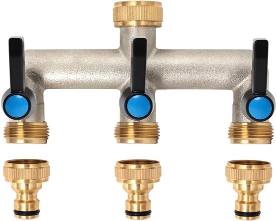 Waterverdeler met verlengde handgreep - messing - individuele afsluitkranen - 3/4 inch... | bol